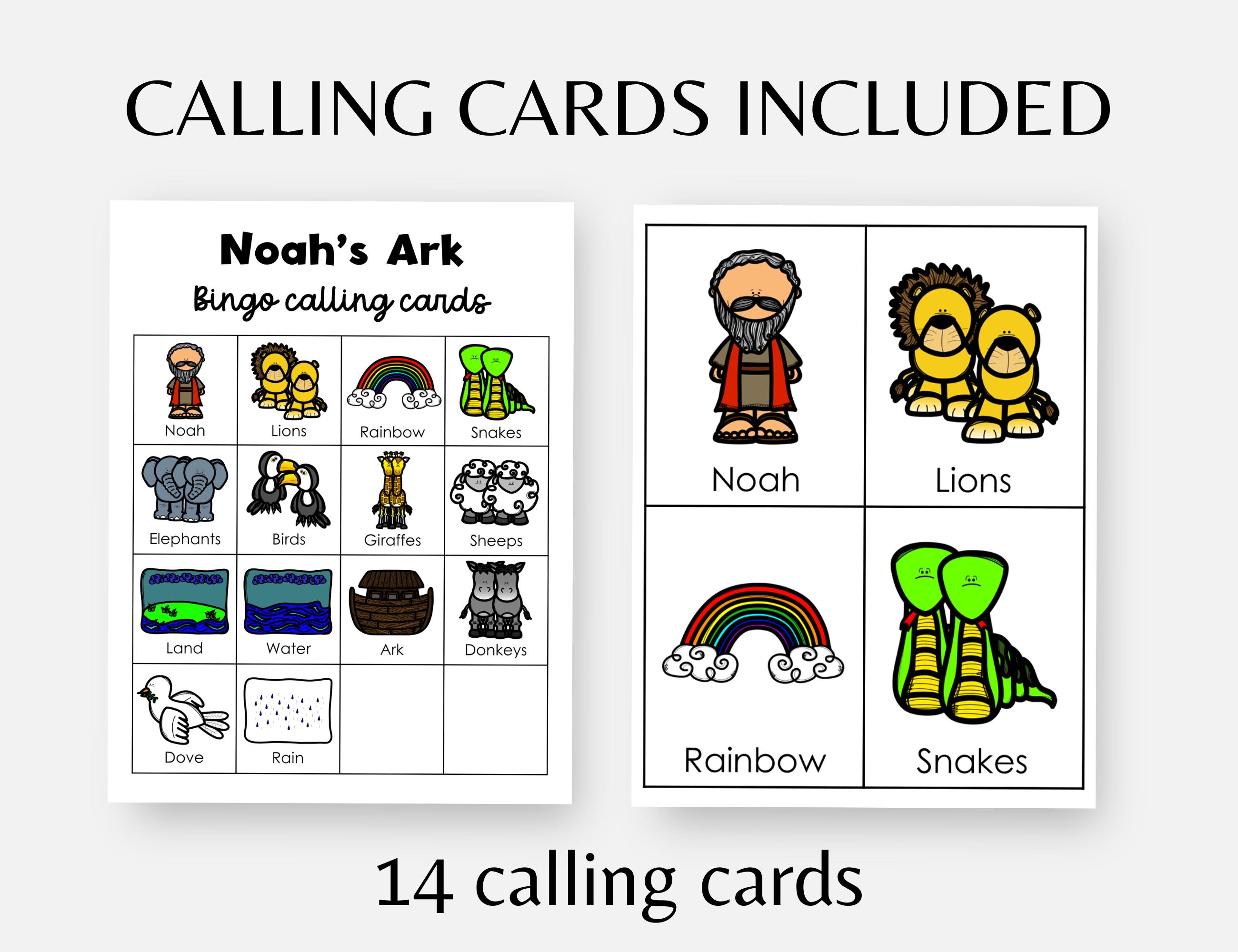 Noah's Ark Bible Story Bingo Cards, Printable Old Testament Sunday ...