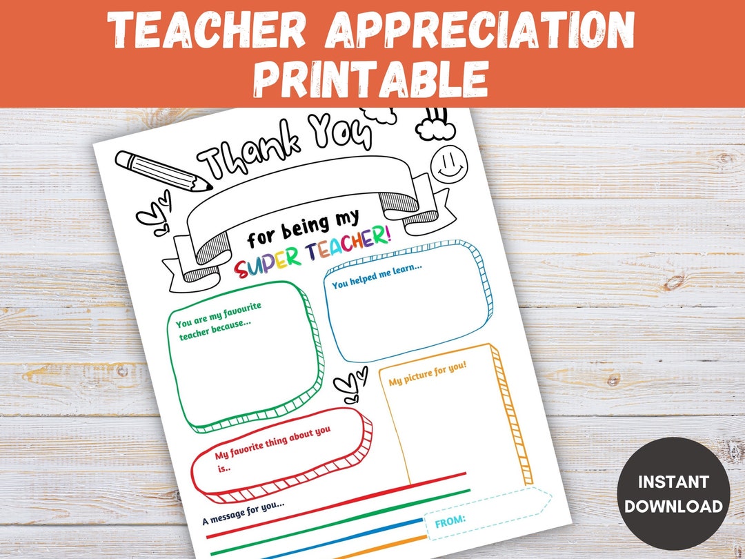 Teacher Appreciation Printable, Teacher Appreciation Week, Thank You ...