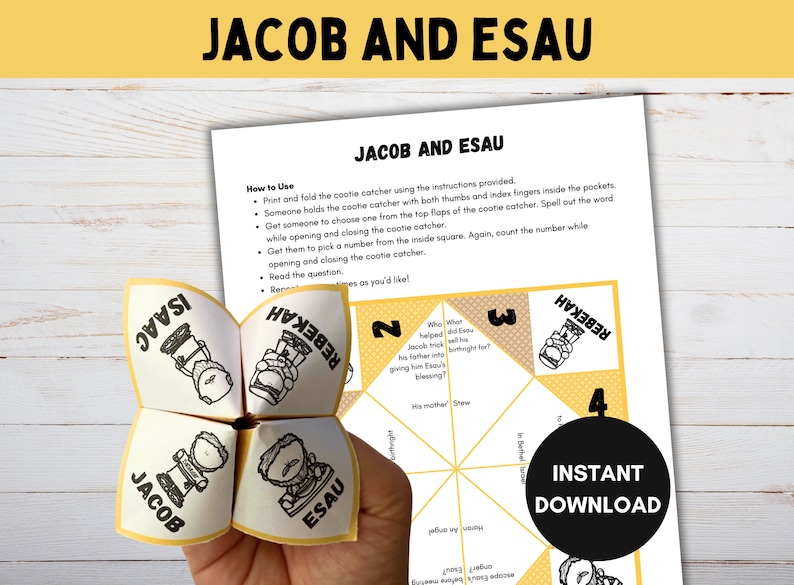 Jacob and Esau, Printable Cootie Catcher, Sunday School Craft, Kids ...