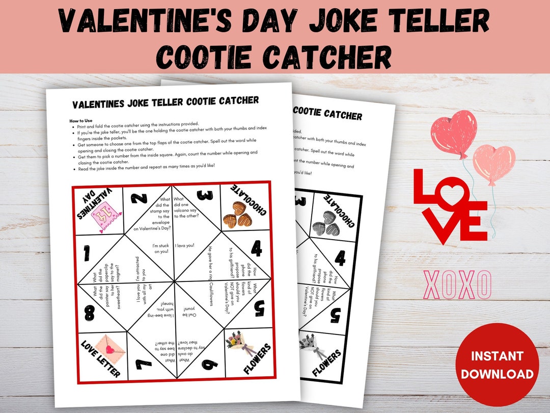 Valentines Day Joke Teller Printable, Cootie Catcher Template, School ...