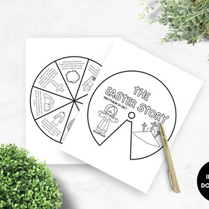 Easter Story Craft, Printable Bible Story Coloring Wheel, Holy Week ...