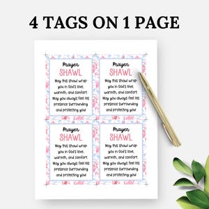 Prayer Shawl Tags, Printable Blessing Card, Religious Sunday School ...