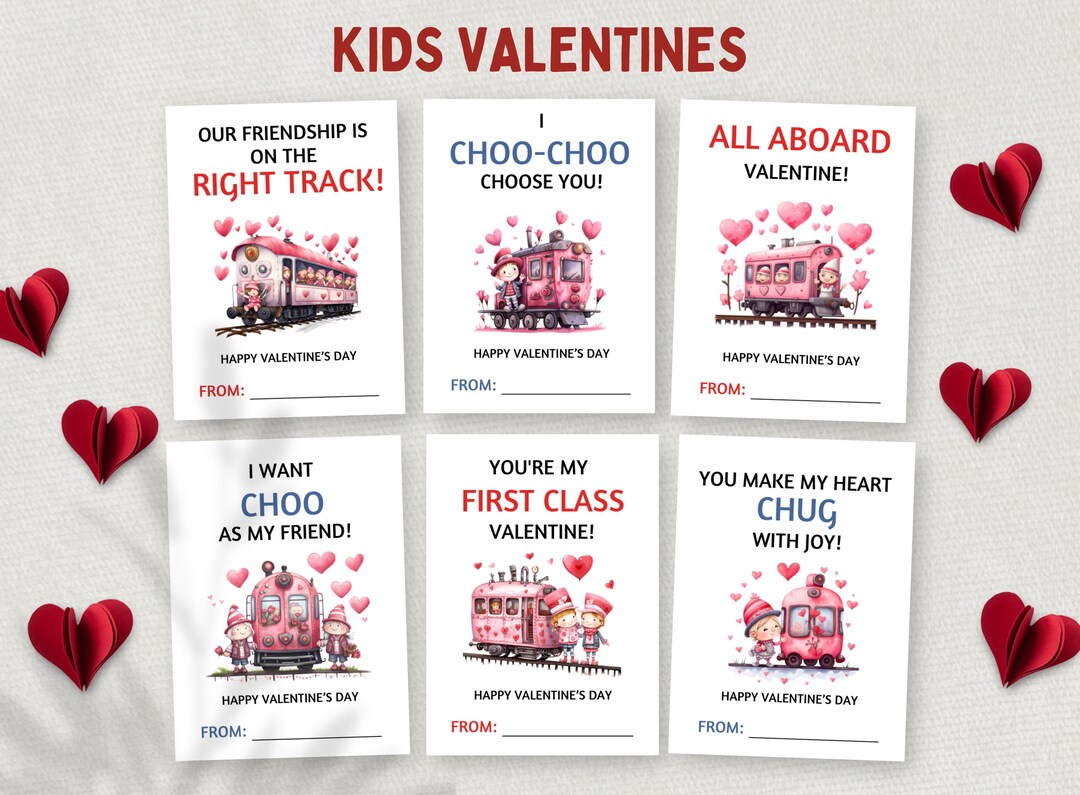 Printable Train Valentines, Fun School Valentine Gift Tags, Kids ...