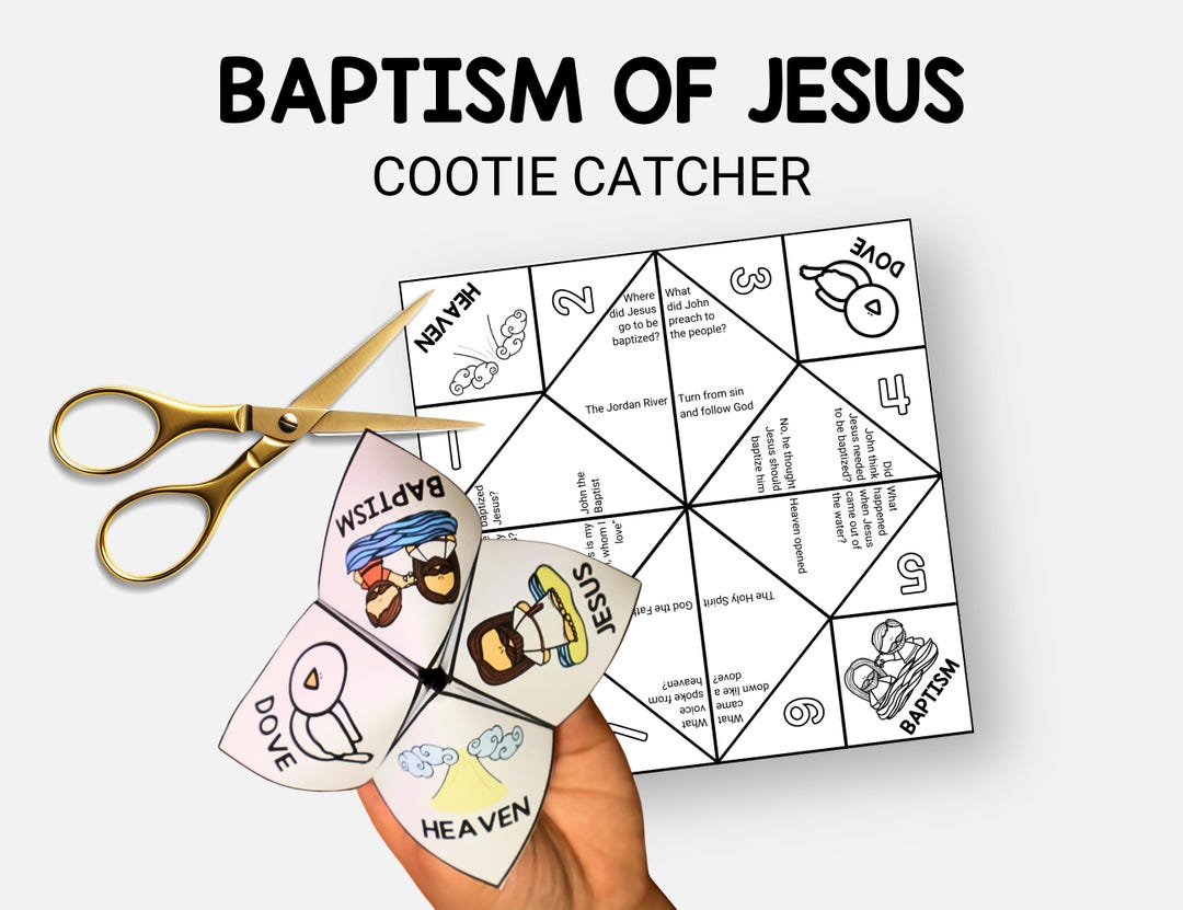 Baptism of Jesus, Printable Bible Lesson Cootie Catcher, Sunday School ...
