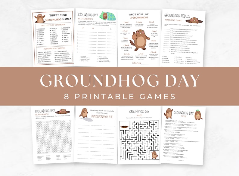8 Printable Groundhog Day Games, Fun Groundhog Activities for Kids and ...