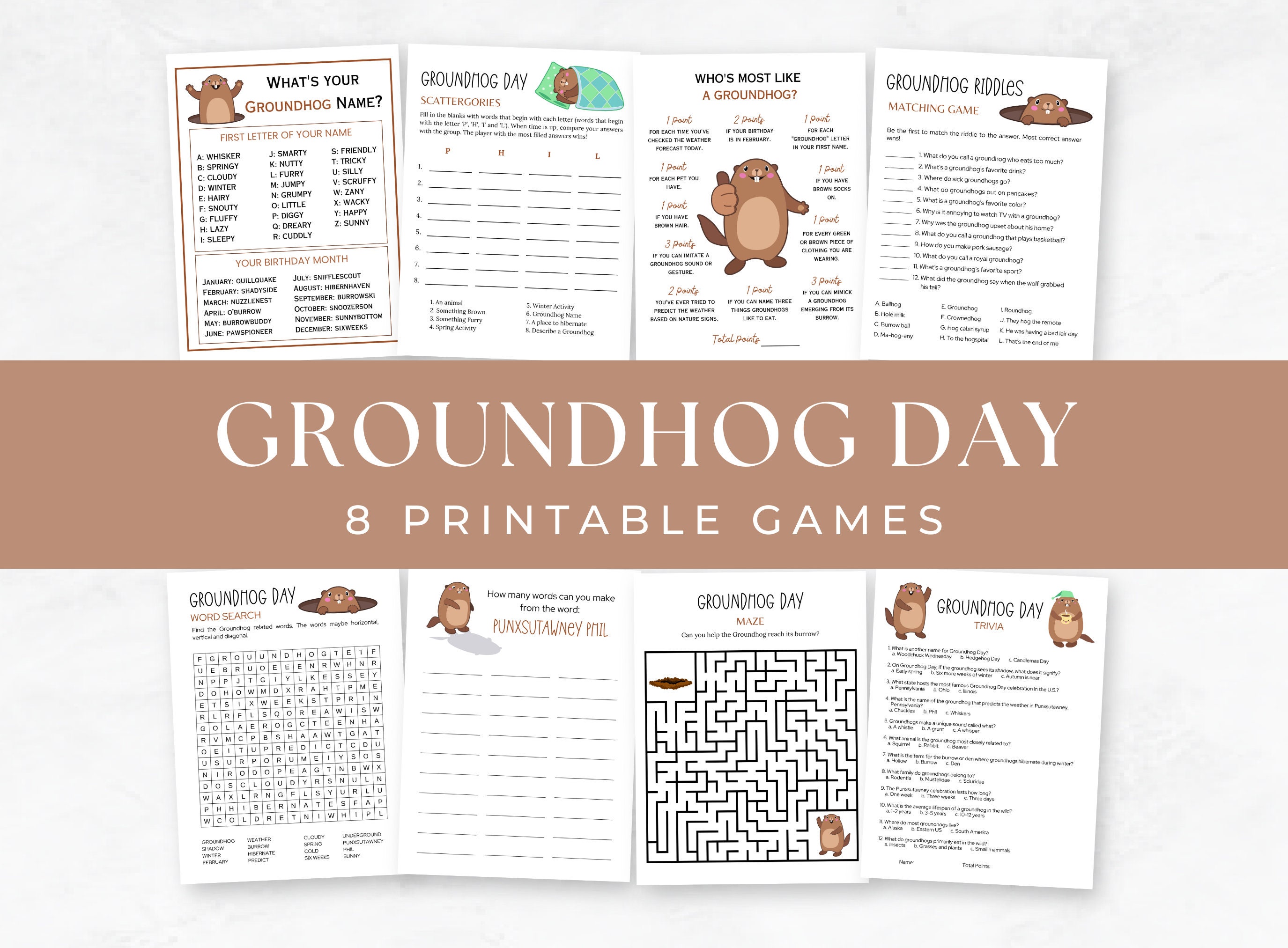 8 Printable Groundhog Day Games, Fun Groundhog Activities for Kids and ...