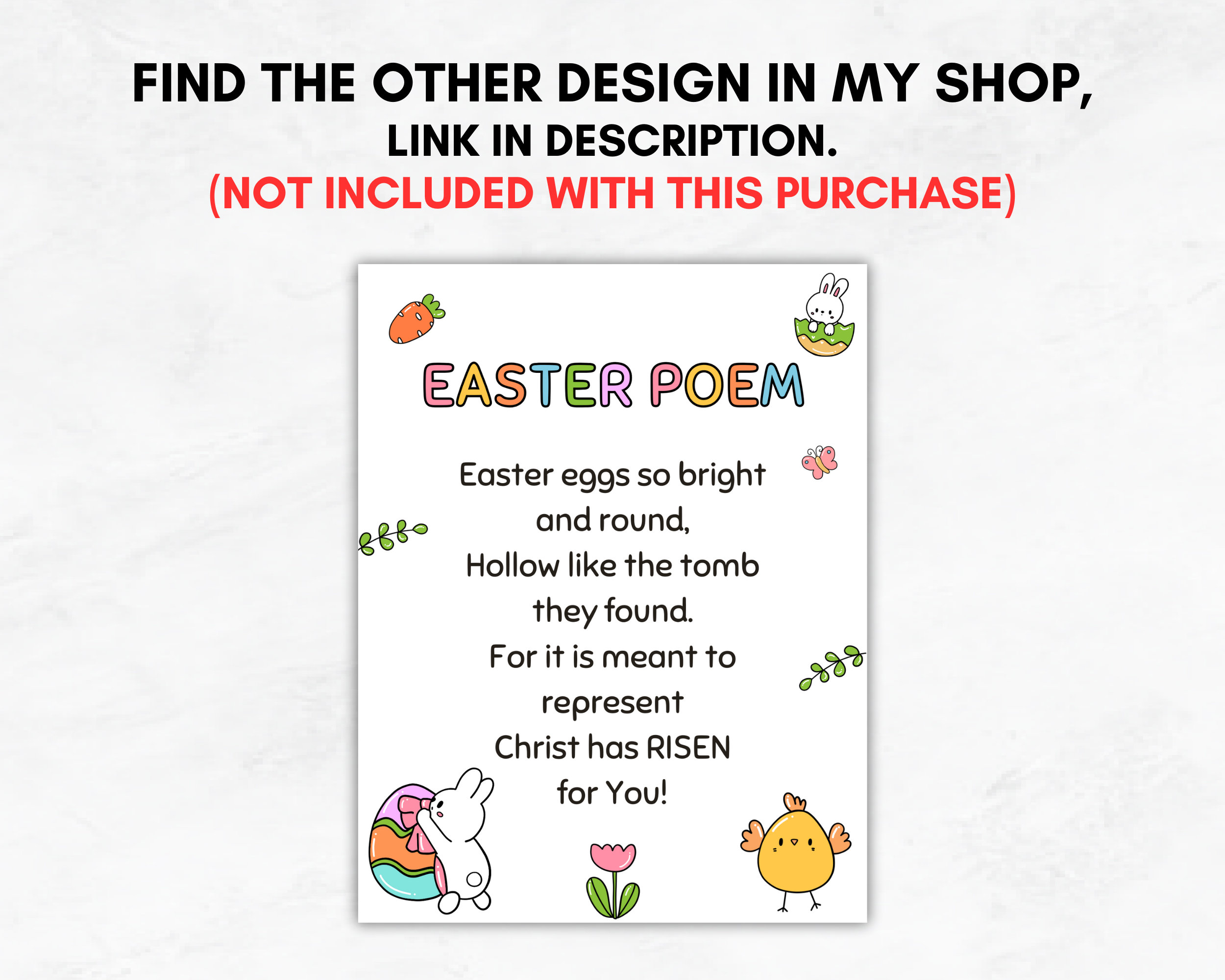 Printable Easter Poem for Kids, Religious Easter Story, Easter Basket ...