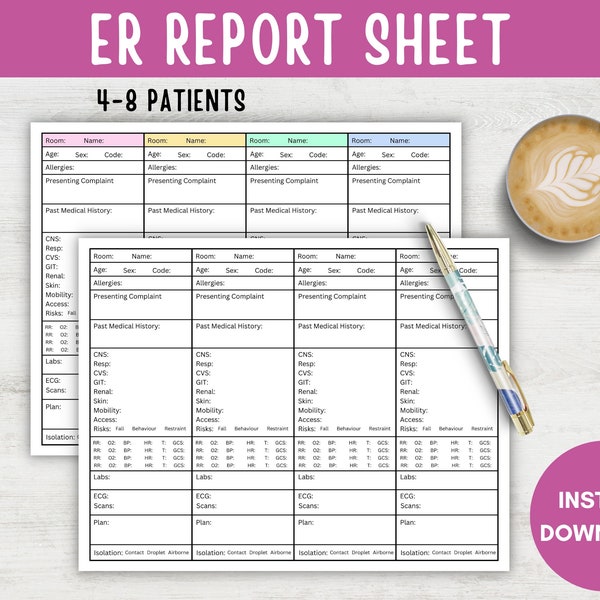 Emergency Nurse Patient Report Sheet - Etsy