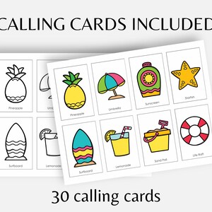 Summertime Bingo, Printable Pastel Summer Bingo Cards, Beach Group Game ...