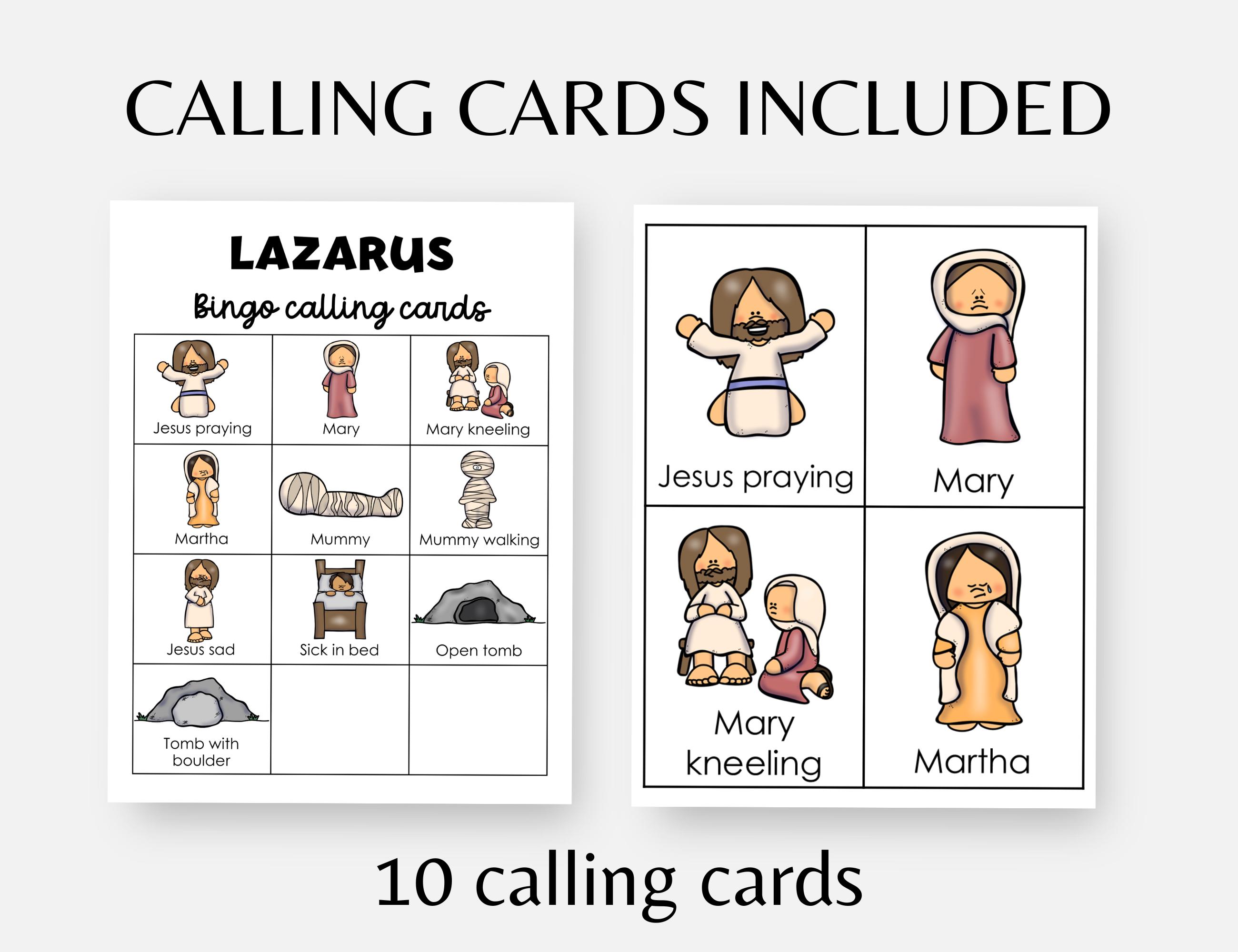 Lazarus, 30 Bible Story Bingo Cards, Printable Sunday School Activity ...