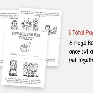Parable of the Talents, Printable Mini Bible Book, Sunday School Craft ...