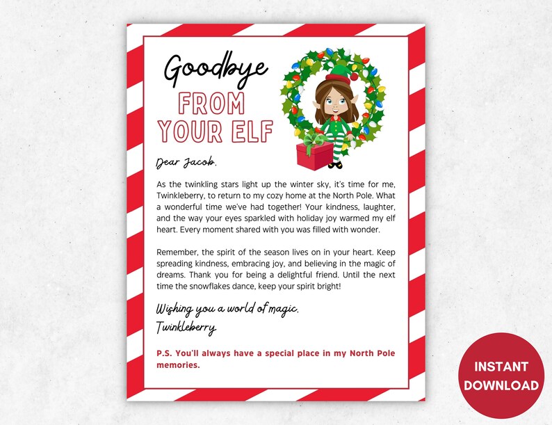 Editable Elf Letter, Goodbye Letter From Elf, Letter From Your Elf ...