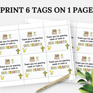 Sunday School Teacher Gift Tag, Printable Bible Study Religious Tags ...
