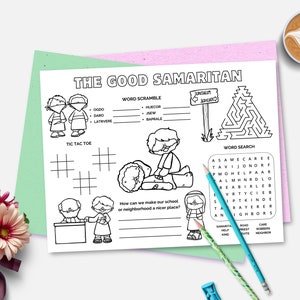 The Good Samaritan, Printable Bible Activity Placemat, Sunday School ...