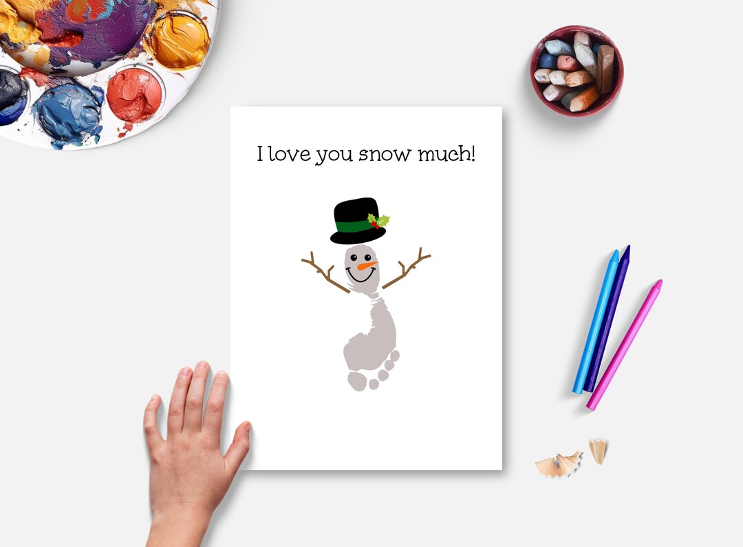 Snowman Footprint Art, Printable Winter Footprint Craft, Christmas ...