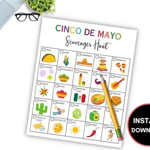 Cinco De Mayo Scavenger Hunt Game, Cinco De Mayo Games, Cinco De Mayo ...