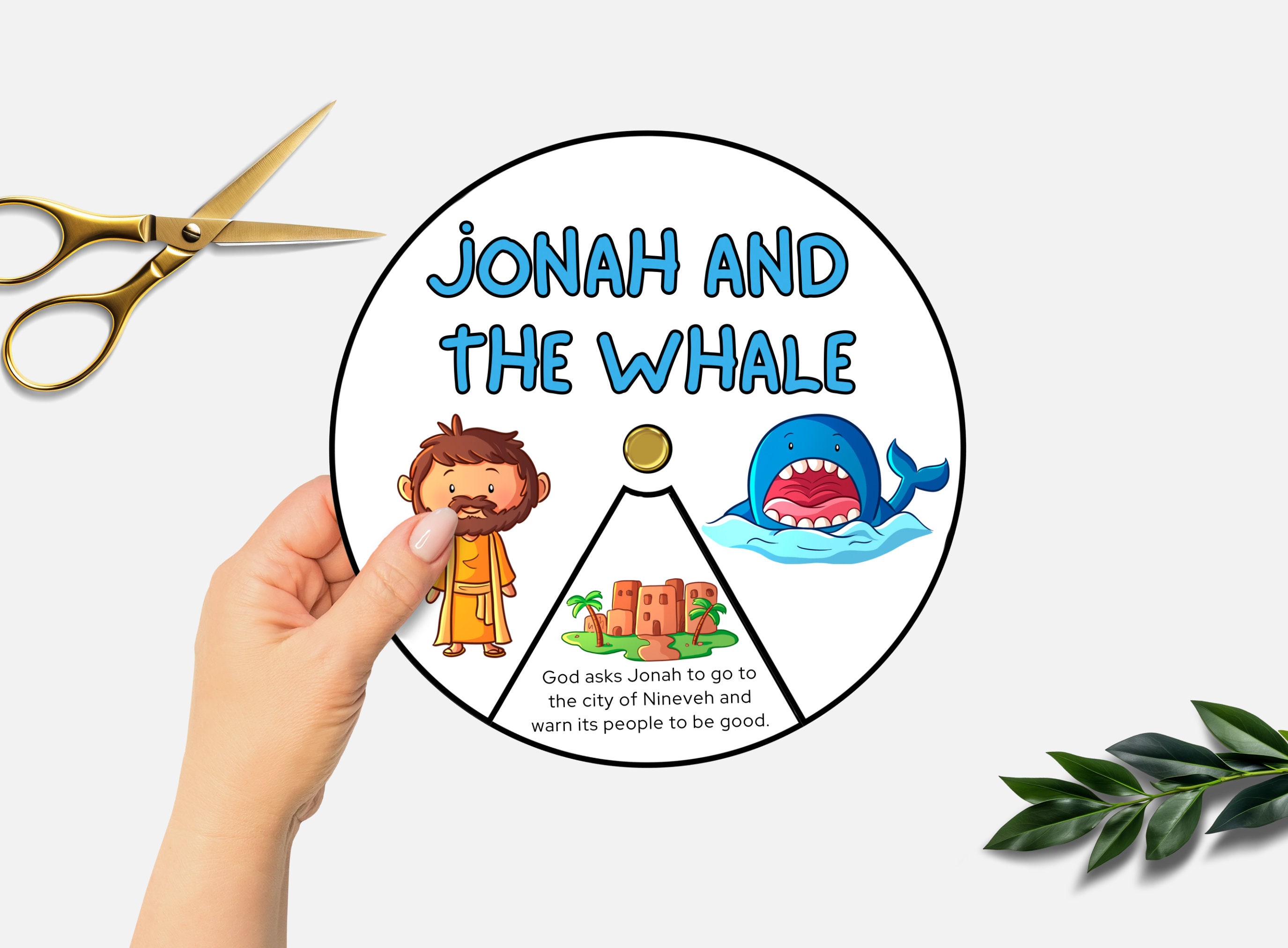 Jonah and the Whale, Printable Bible Coloring Wheel, Sunday School ...
