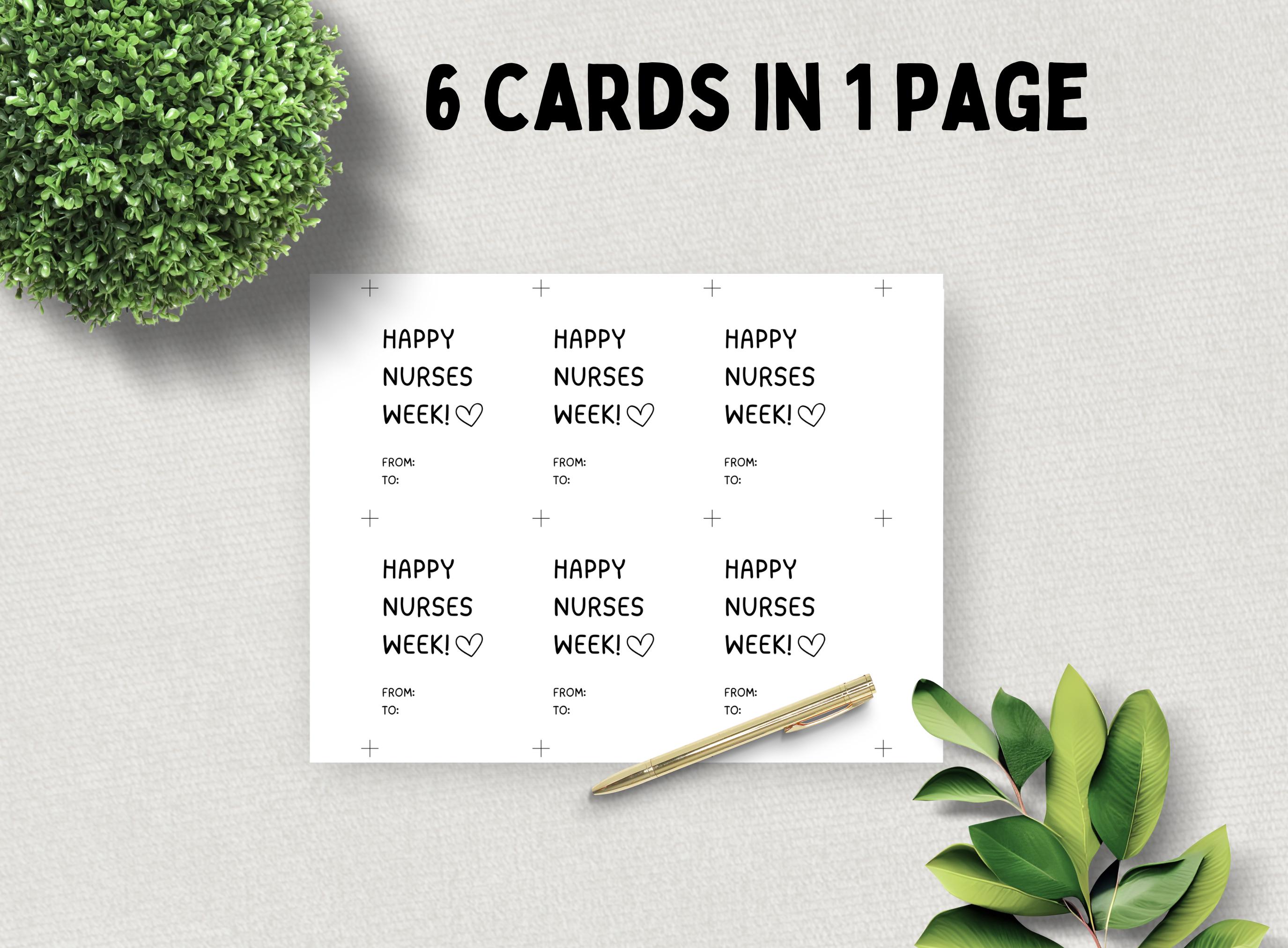 Nurses Week Cards, Printable Nurse Appreciation Gift Tags, National ...
