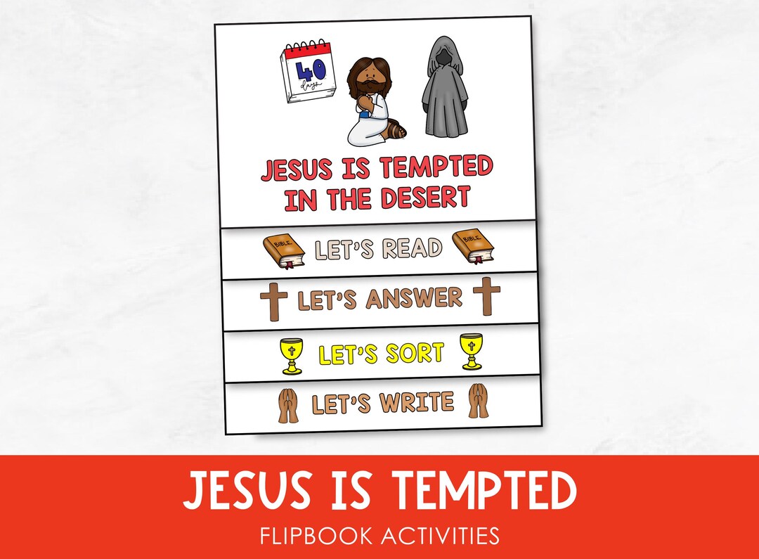 Jesus is Tempted in the Desert, Bible Flipbook Printable, Sunday School ...
