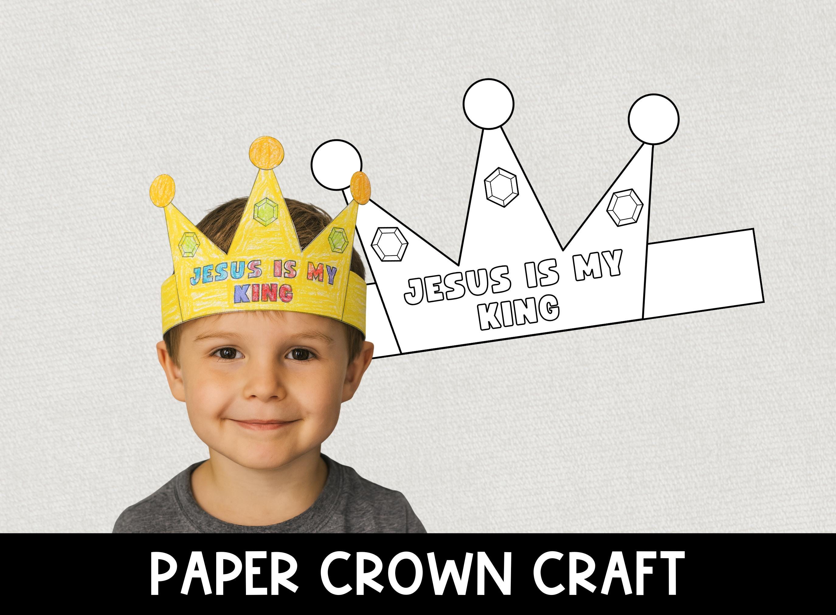 Jesus is My King Bible Crown, Printable Faith Headband, Easy Christian ...