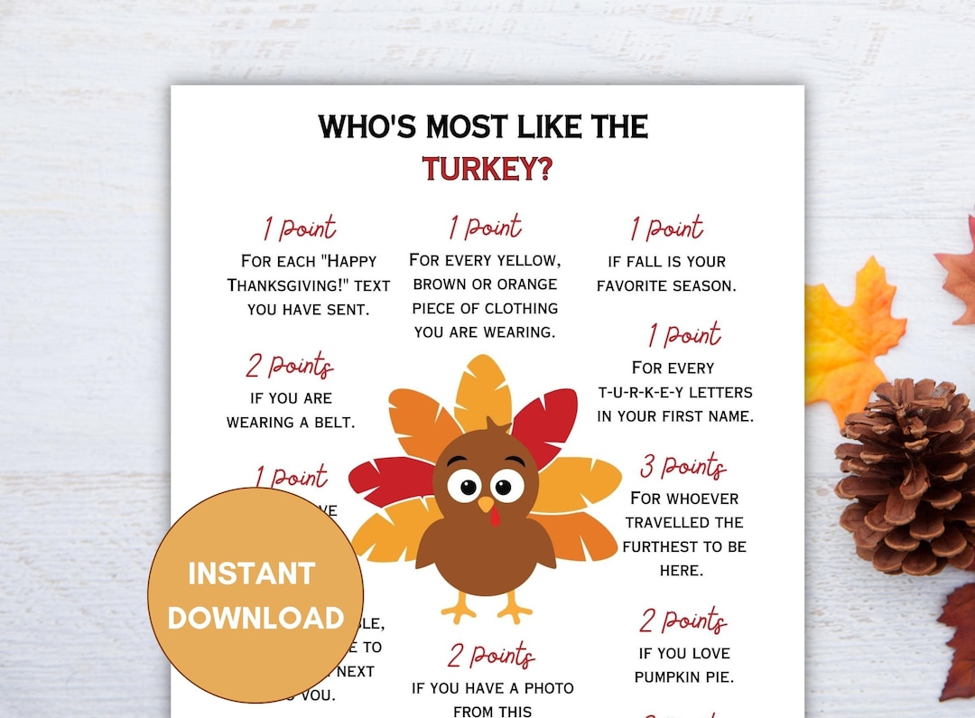 Whos Most Like the Turkey, Who is Most Like the Turkey, Fun ...
