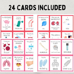 Nurse Valentines, 24 Printable Doctor Valentine Gift Tags, Funny ...