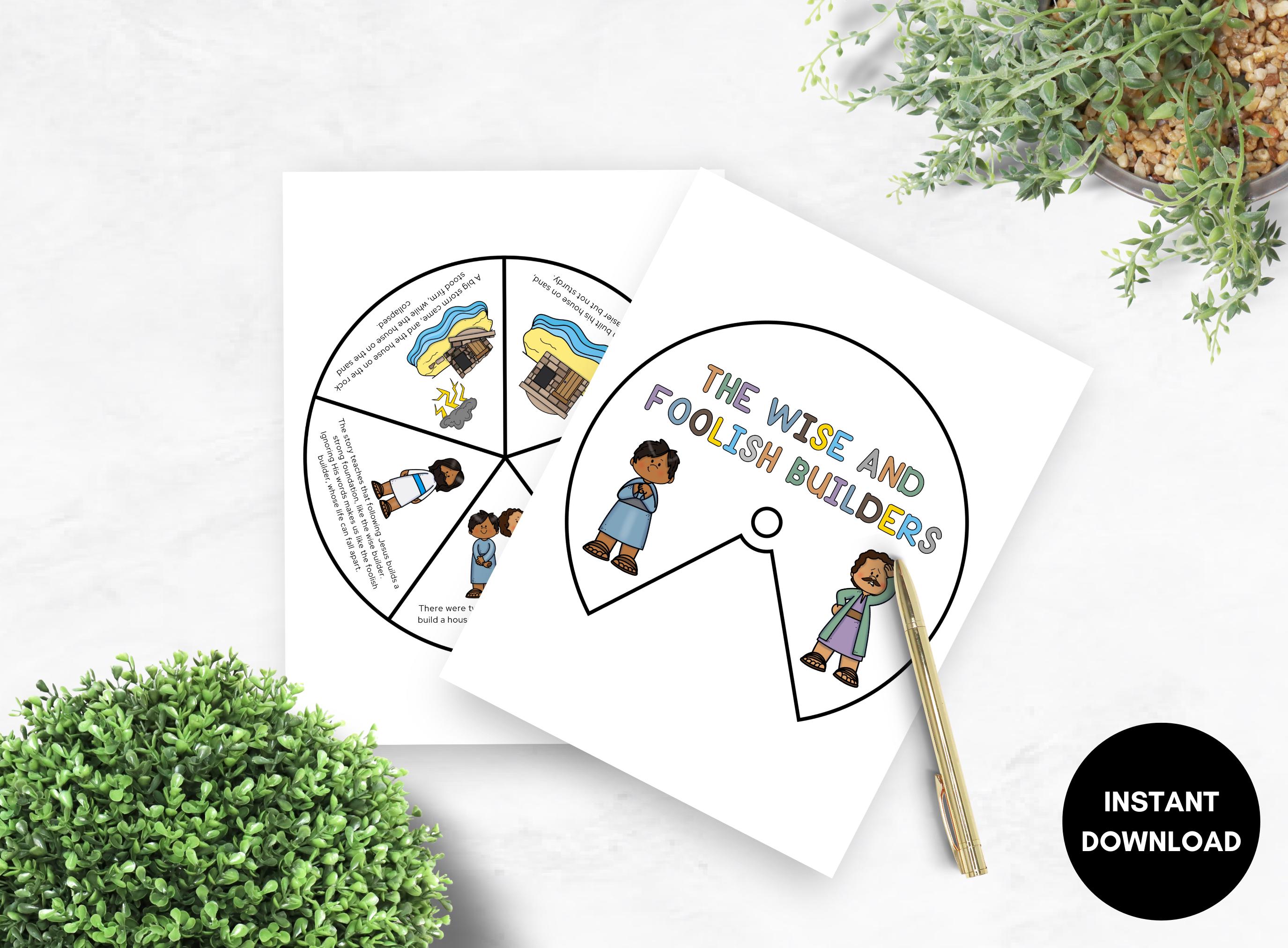 Parable of the Wise and Foolish Builders, Printable Bible Coloring ...