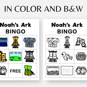 Noah's Ark Bible Story Bingo Cards, Printable Old Testament Sunday ...
