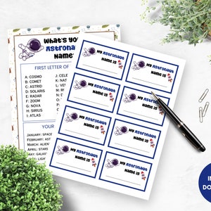 What's Your Astronaut Name, Space Theme Birthday Party Game for Kids ...