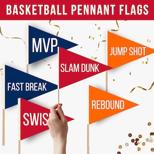 Basketball Pennant Flags, Printable DIY Sports Pennant, Basketball ...