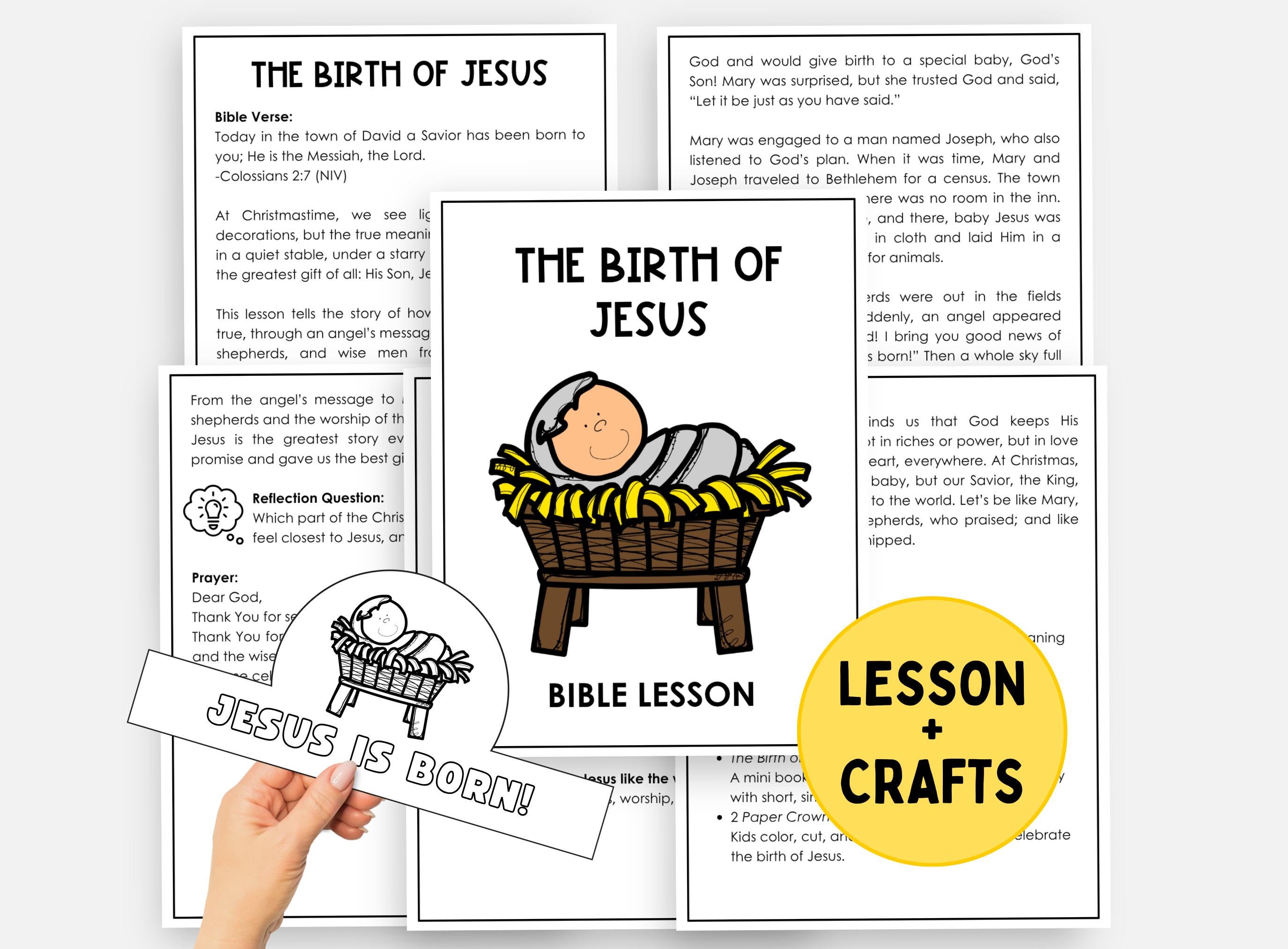 Christmas Bible Lesson, Nativity Story Printable, Birth of Jesus Sunday ...