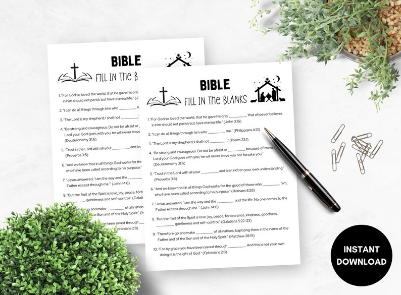Printable Bible Fill in the Blanks, Bible Games, Fun Christian Youth ...