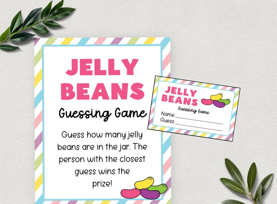 Jelly Bean Guessing Game Sign, Guess How Many Jelly Beans in the Jar ...