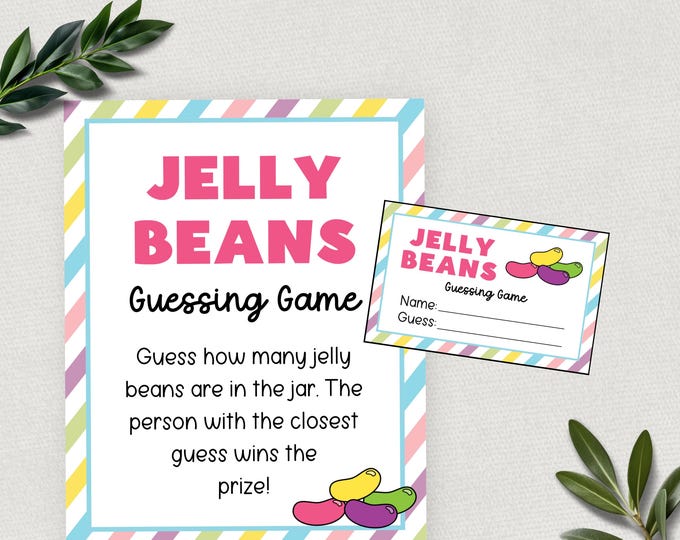 Printable Jelly Bean Guessing Game Sign and Cards | Guess How Many ...