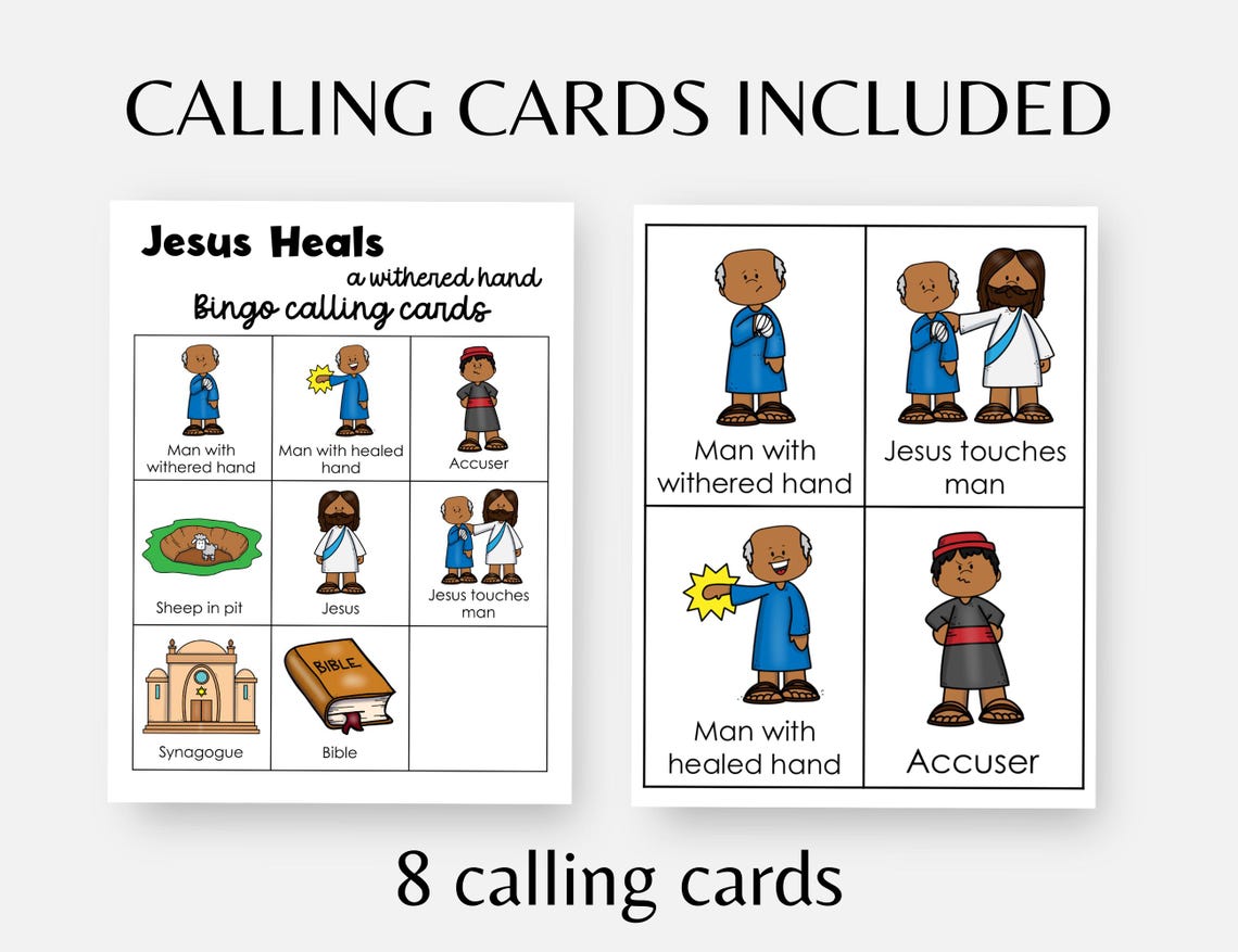 Jesus Heals a Withered Hand, Bible Story Bingo Cards, Miracles of Jesus ...