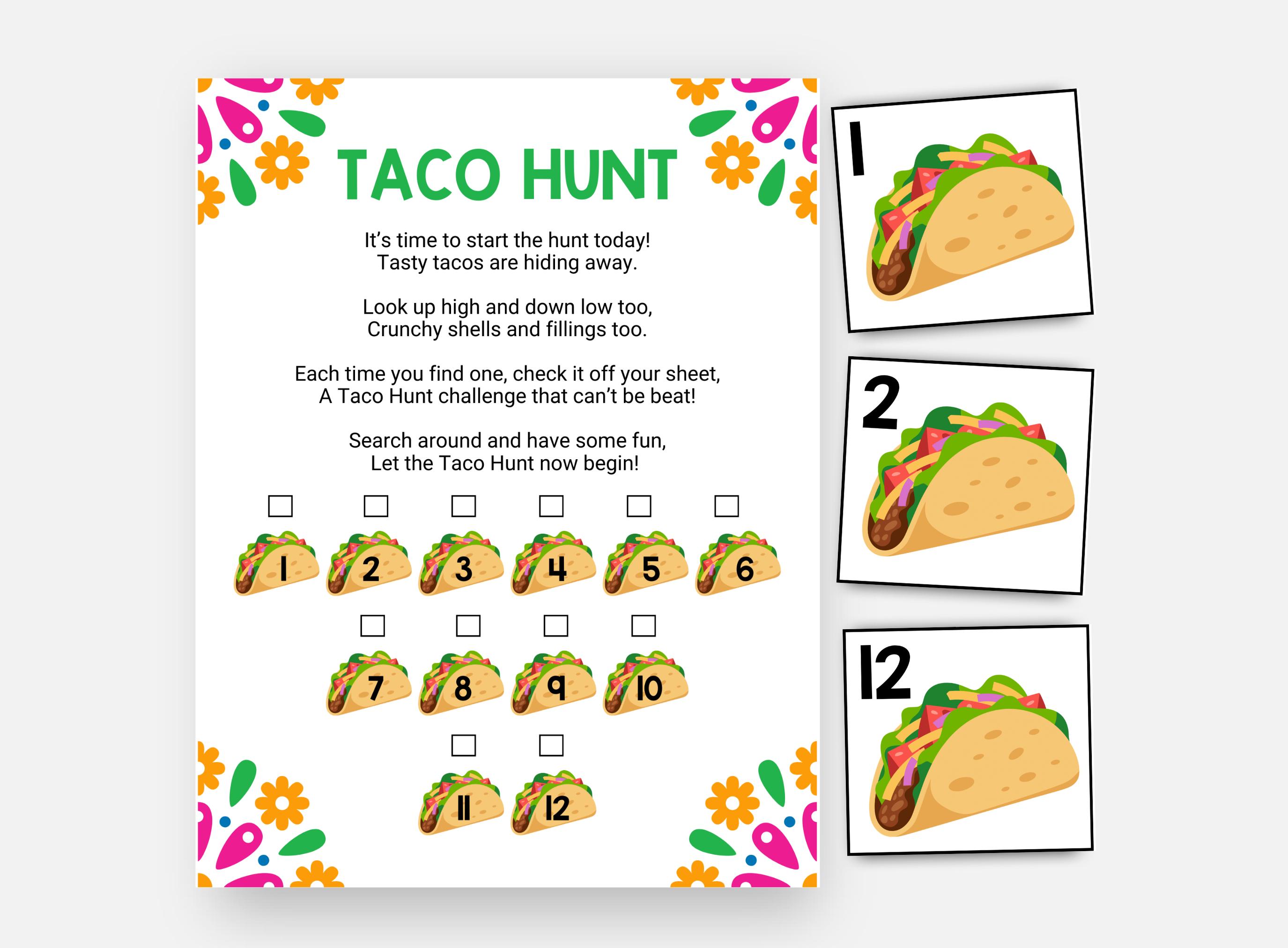 Taco Scavenger Hunt, Cinco De Mayo Games, Taco Tuesday, Kids Fiesta ...