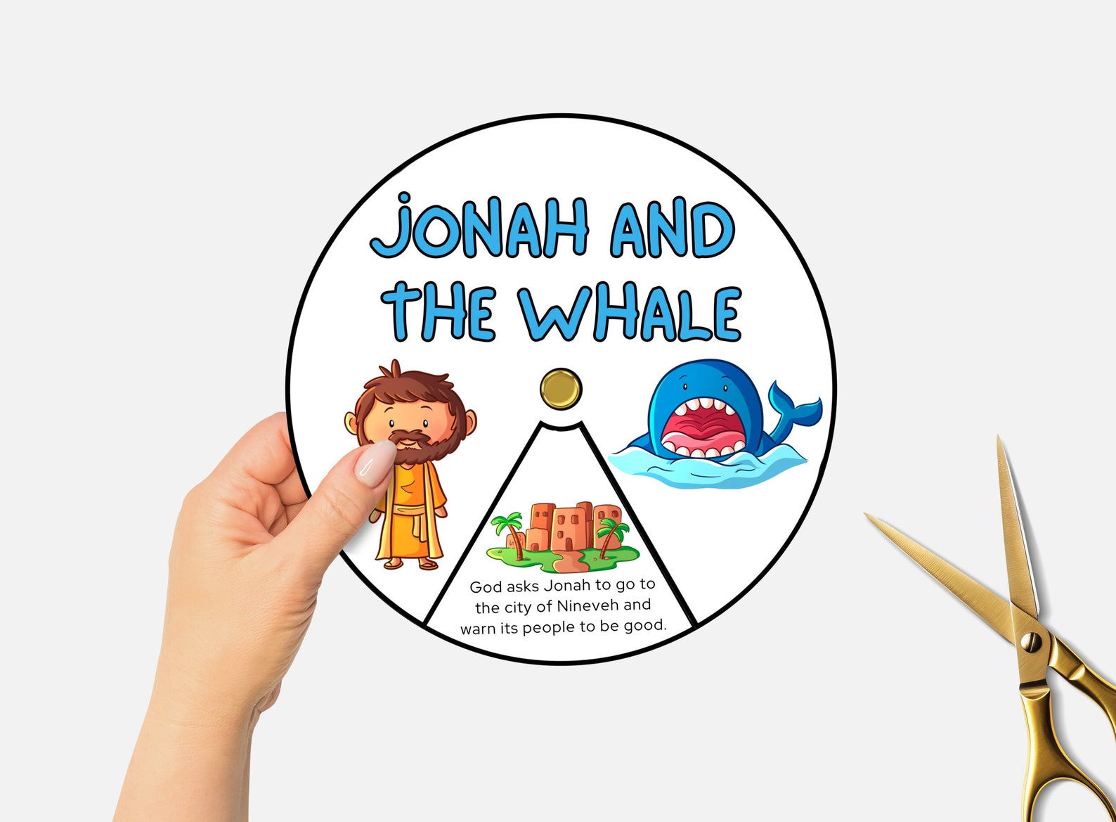 Jonah and the Whale, Printable Bible Coloring Wheel, Sunday School ...