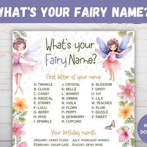 What is Your Fairy Name, Fairy Birthday Game, Forest Party Activity ...