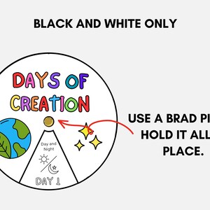 Seven Days of Creation, Printable Bible Coloring Wheel, Sunday School ...