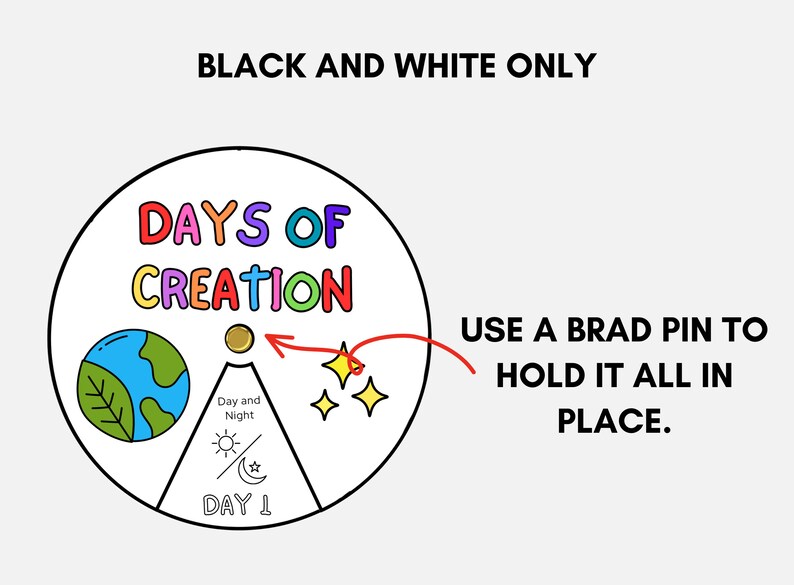 Seven Days of Creation, Printable Bible Coloring Wheel, Sunday School ...
