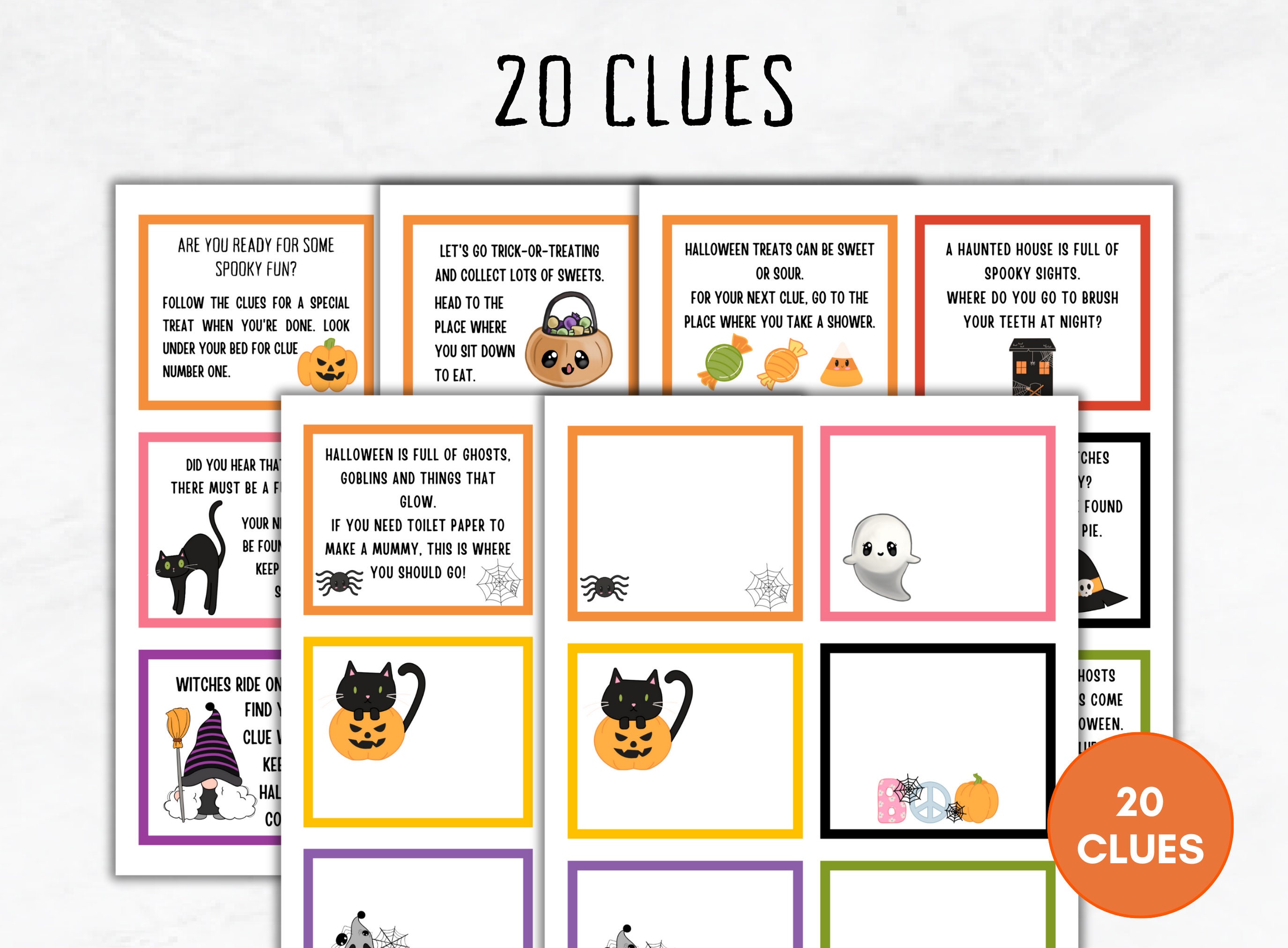 Halloween Scavenger Hunt, Indoor Treasure Hunt Clues, Printable ...