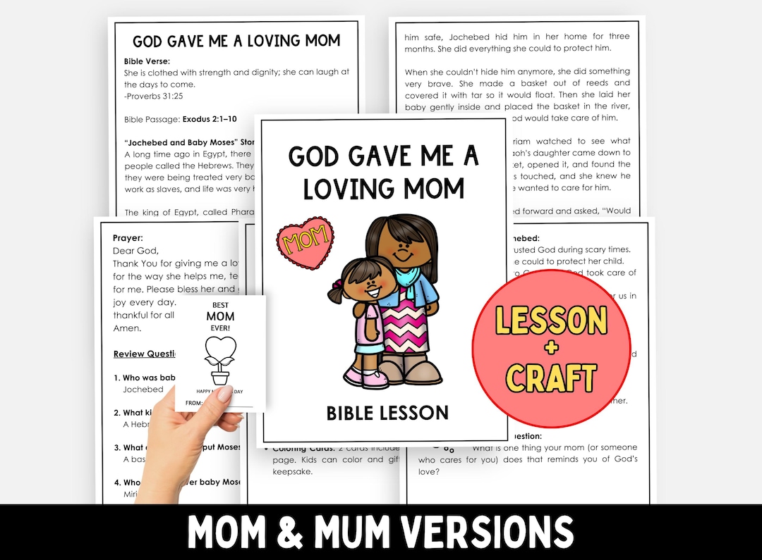 Mother's Day Bible Lesson, Printable Bible Craft for Kids, Baby Moses ...