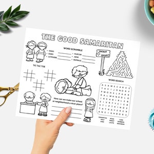 The Good Samaritan, Printable Bible Activity Placemat, Sunday School ...