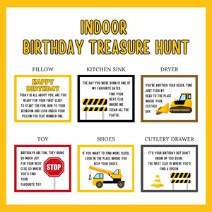 Construction Birthday Scavenger Hunt for Kids, Indoor Treasure Hunt ...