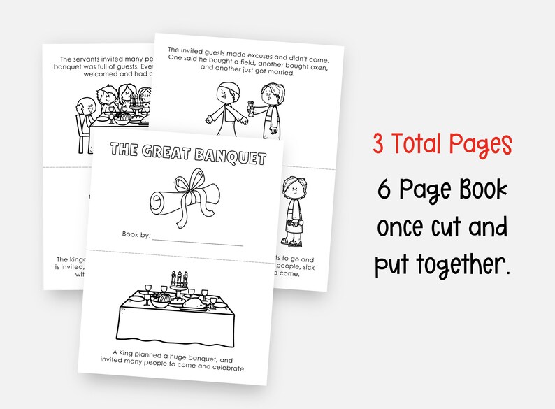 Parable of the Great Banquet, Printable Mini Bible Book, Sunday School ...