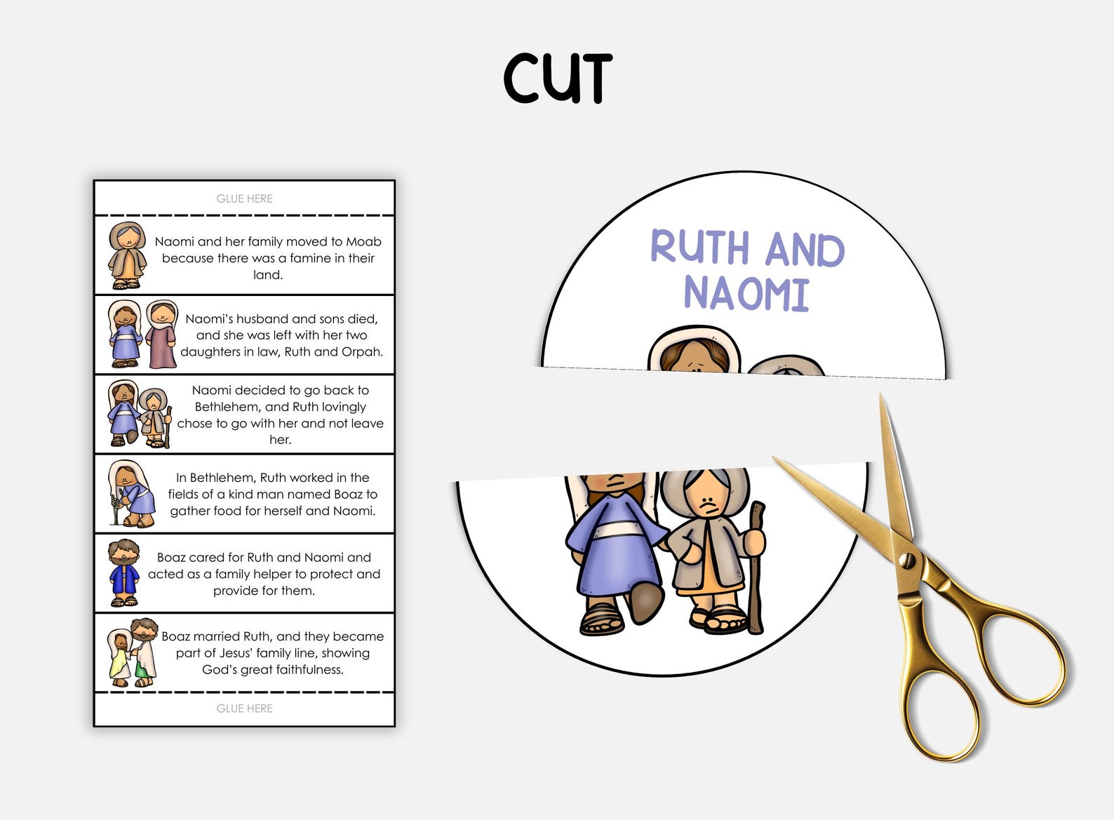 The Story of Ruth and Naomi, Folding Surprise Bible Craft Printable ...