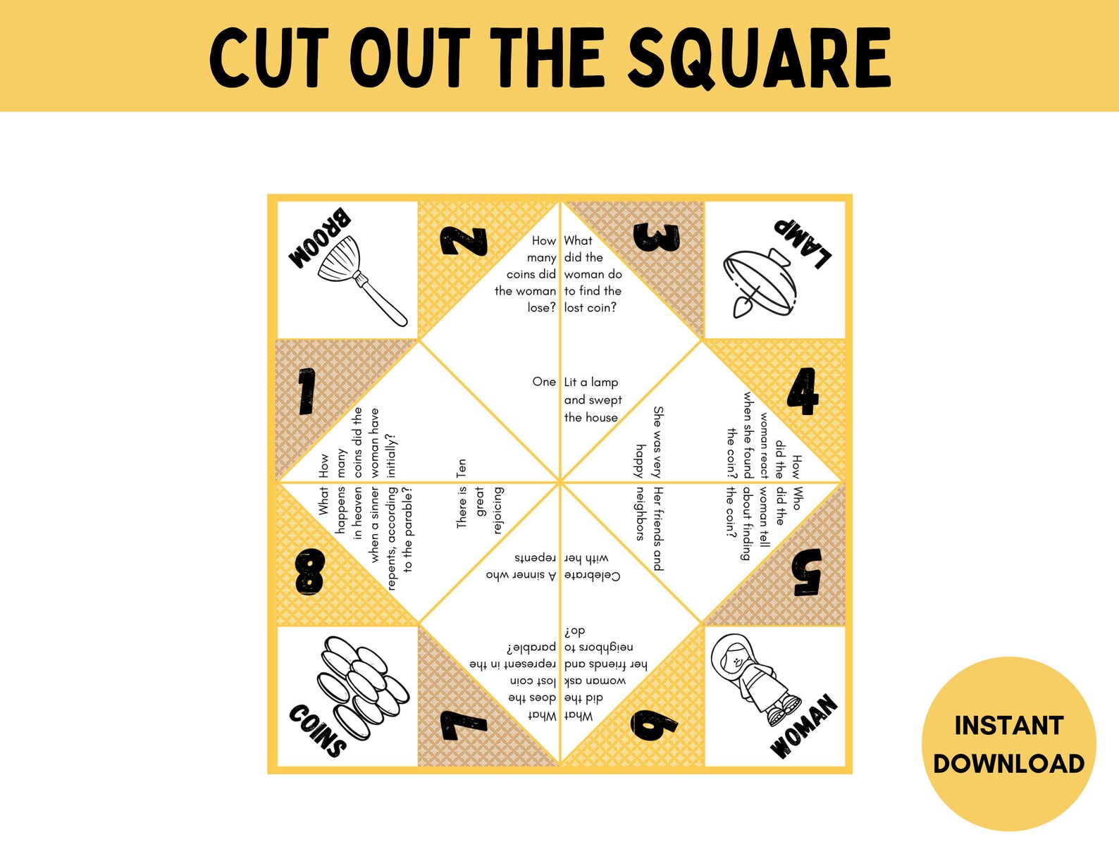Parable of the Lost Coin, Printable Cootie Catcher, Sunday School Craft ...