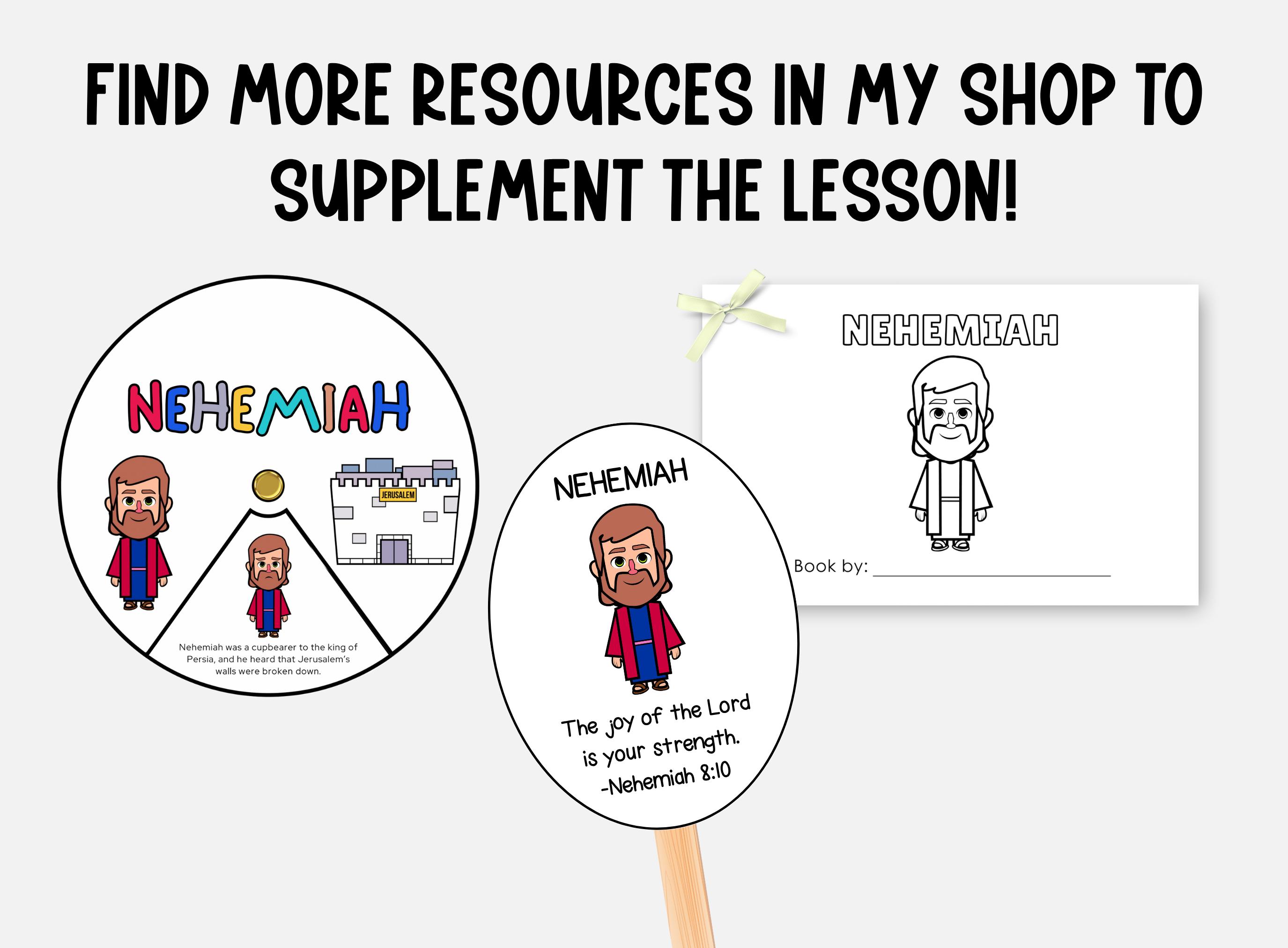 Nehemiah Bible Lesson Teaching Posters, Printable Sunday School ...