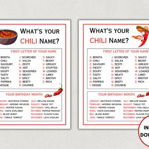 Whats Your Chili Name, Chili Name Game, Chili Cookoff, Mexican Fiesta ...