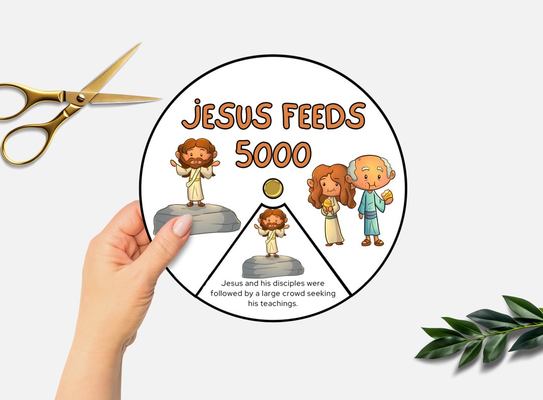 Jesus Feeds 5000, Printable Bible Coloring Wheel, Sunday School Craft ...
